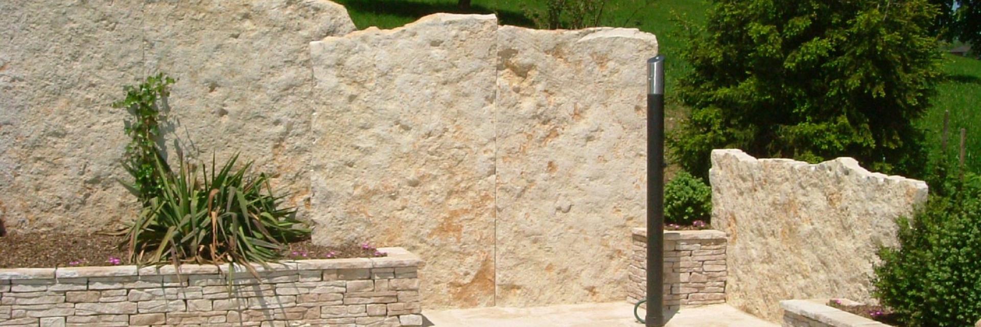 Naturstein Sichtschutz Krustenplatten Kalkstein - SOL AG